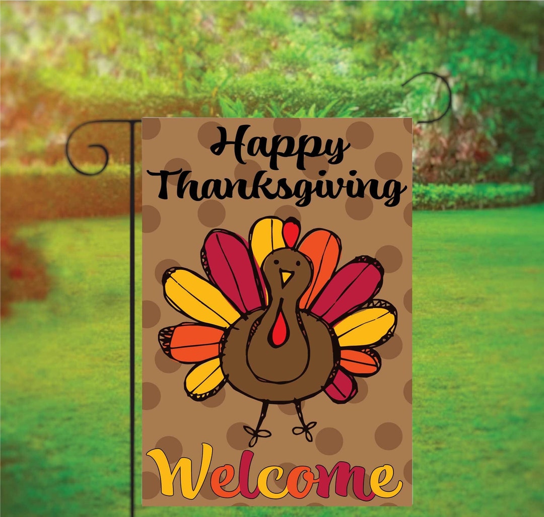 Thanksgiving Garden Flag Fall Yard Decor Flag Turkey Yard Art Outdoor ...