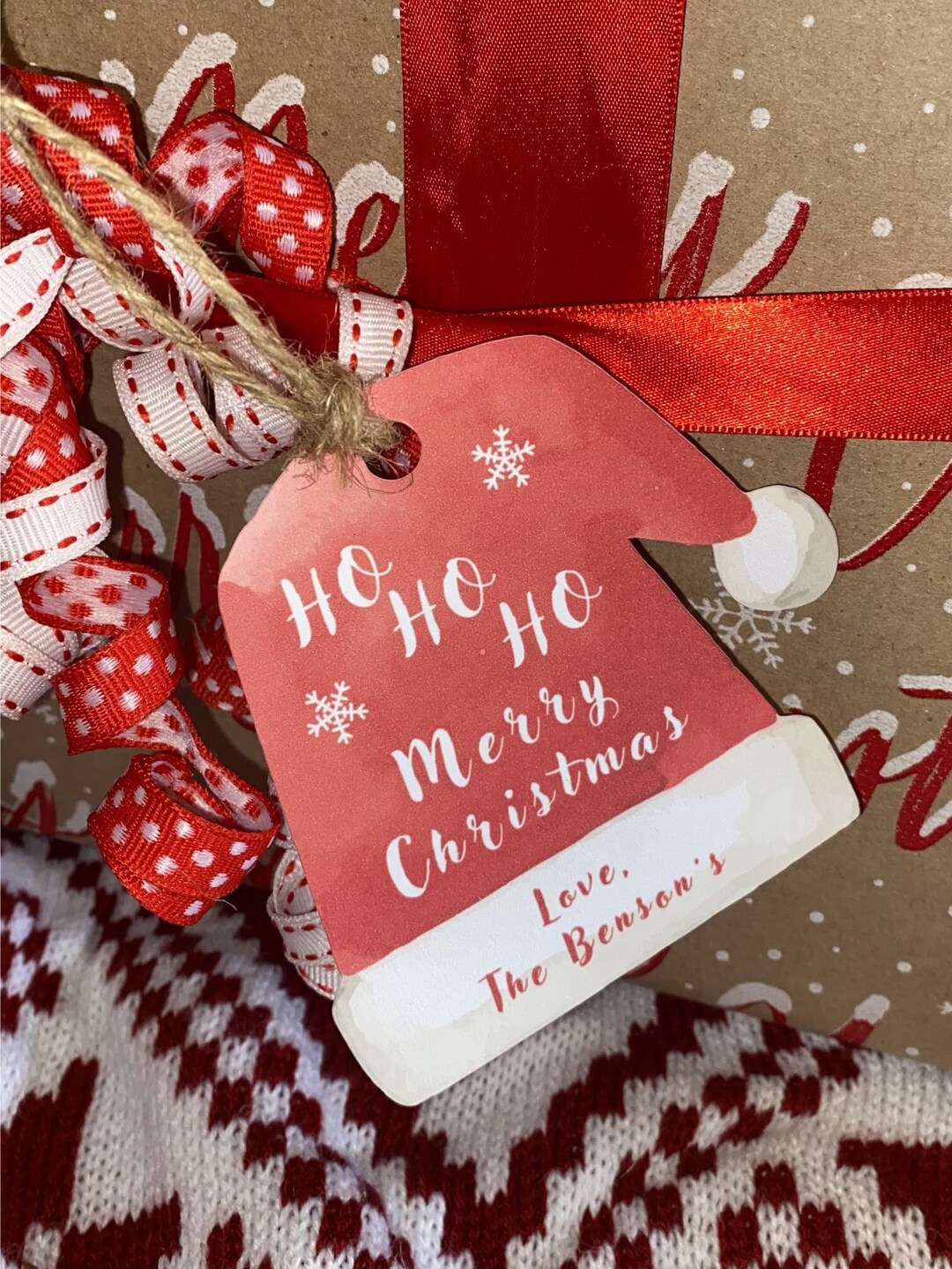 Personalized Santa Hat Gift Tags | Christmas Gift Tags | Santa Hat Gift ...