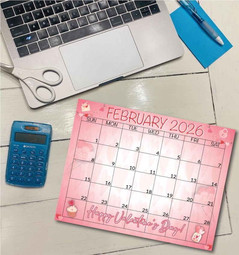 Watercolor February 2026 Calendar | Valentine's Day Printable (digital ...