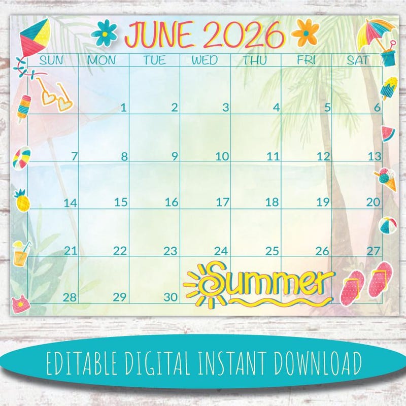 June Birthday Calendar - Etsy