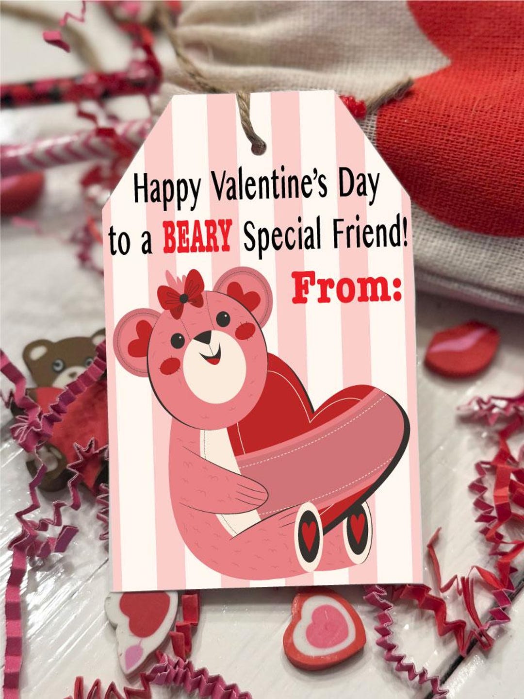 Printable Valentine's Day Teddy Bear Gift Tags | Digital Gift Tag ...