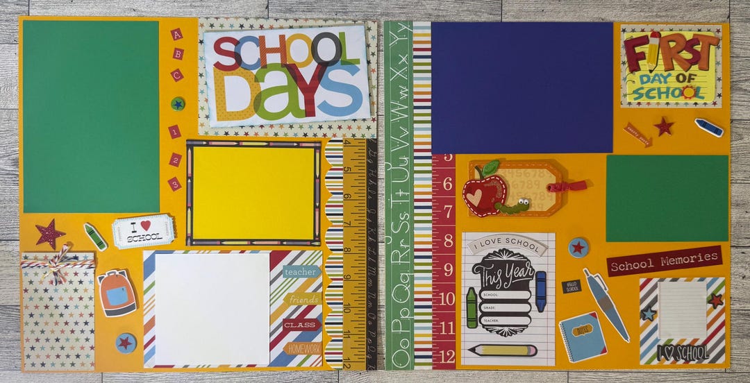 12X12 First Day of School Scrapbook Page | School Days Scrapbook Page ...