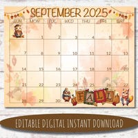 Printable Blank Autumn Calendar - Etsy