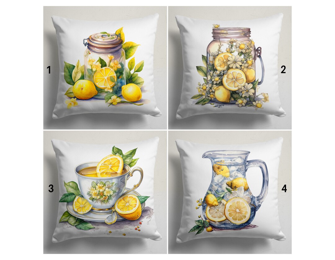 Lemon Pillow Covers, Lemon Room Decor, Lemon Print Cushion Cases, Lemon ...