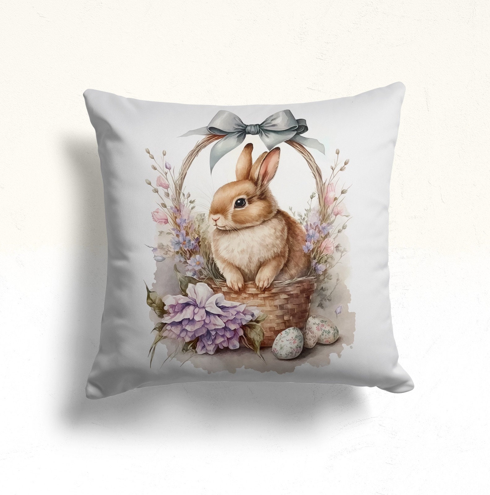 Easter Bunny Pillow Cover, Easter Egg Pillowcase, Easter Pillow Cover ...