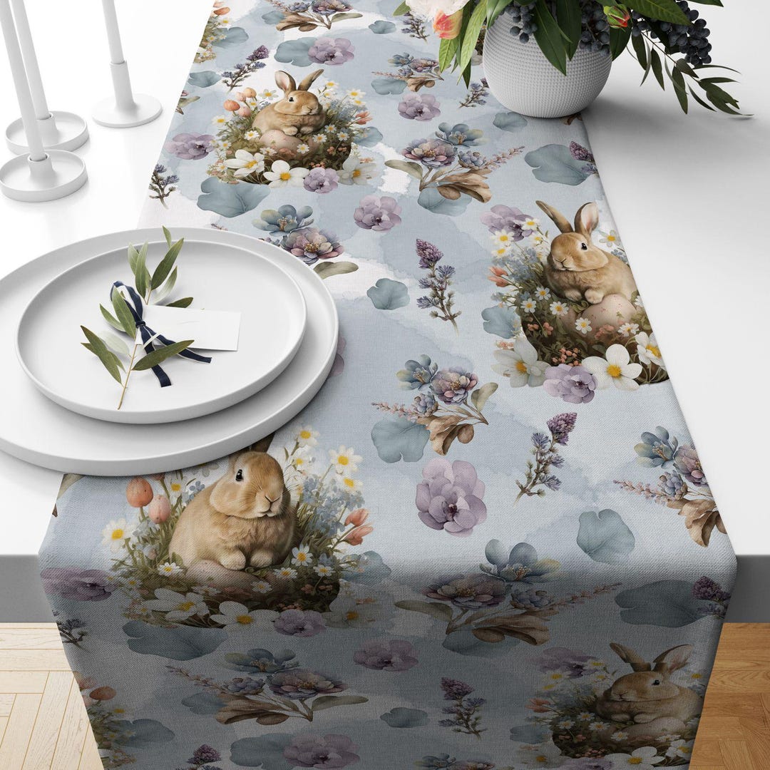 Easter Bunny Table Runner, Easter Table Runner, Easter Egg Kitchen ...