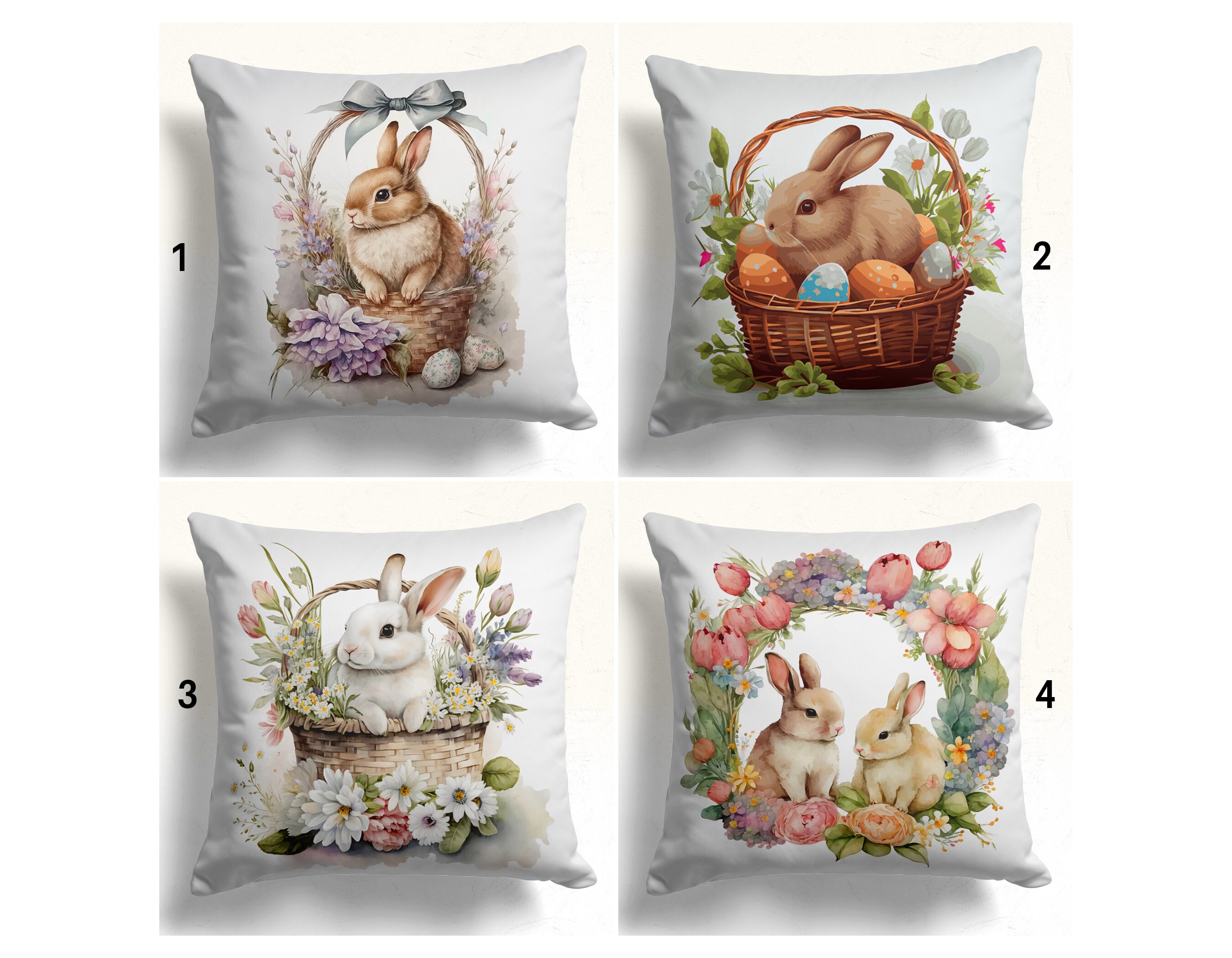 Easter Bunny Pillow Cover, Easter Egg Pillowcase, Easter Pillow Cover ...