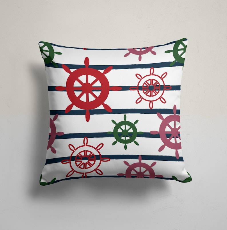 Sailor Themed Lifebuoy and Rope Patterned Decorative Cushion Cover ...