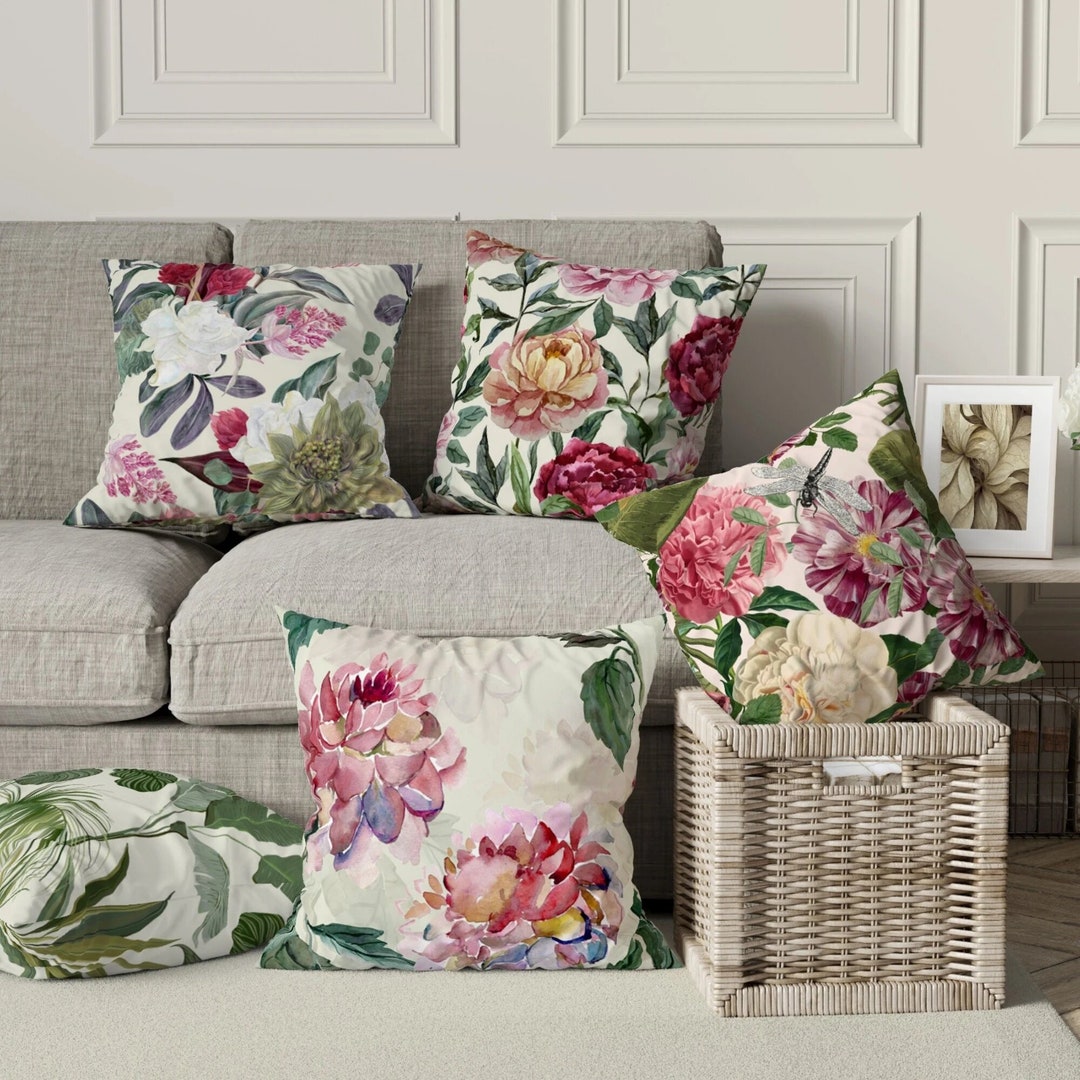 Floral Design Pillowcase, Rose Cushion Cover, Nature Floral Design ...