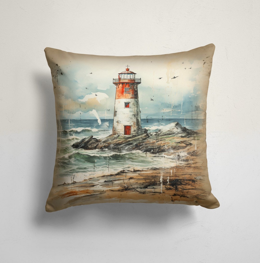 Lighthouse Pillow Case, Sea Design Pillow Cover, Decorative Nautical ...
