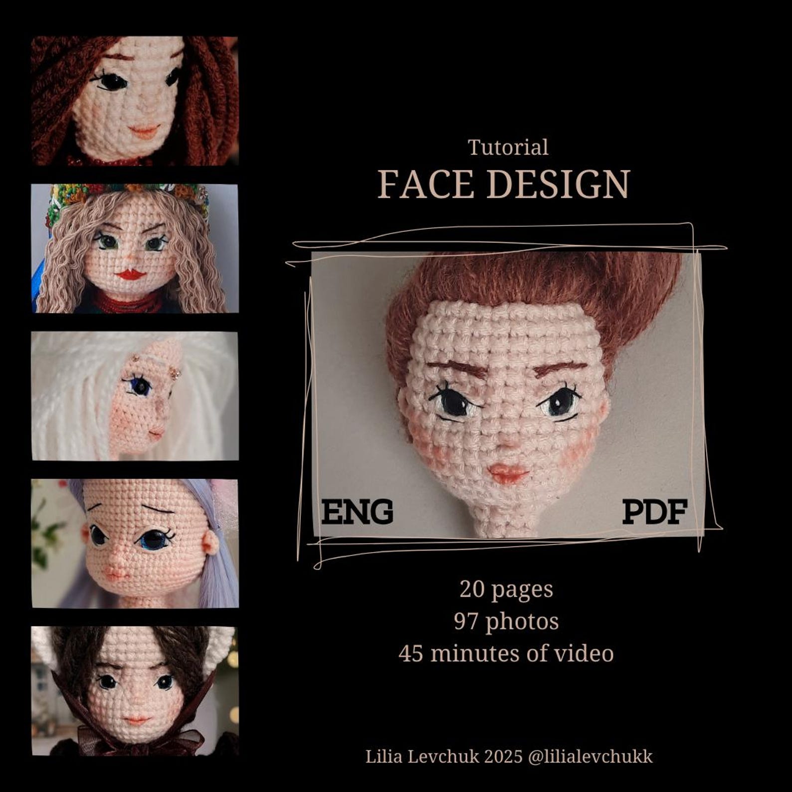 Tutorial FACE DESIGN of the Crochet Doll, Eye Embroidery, Amigurumi ...