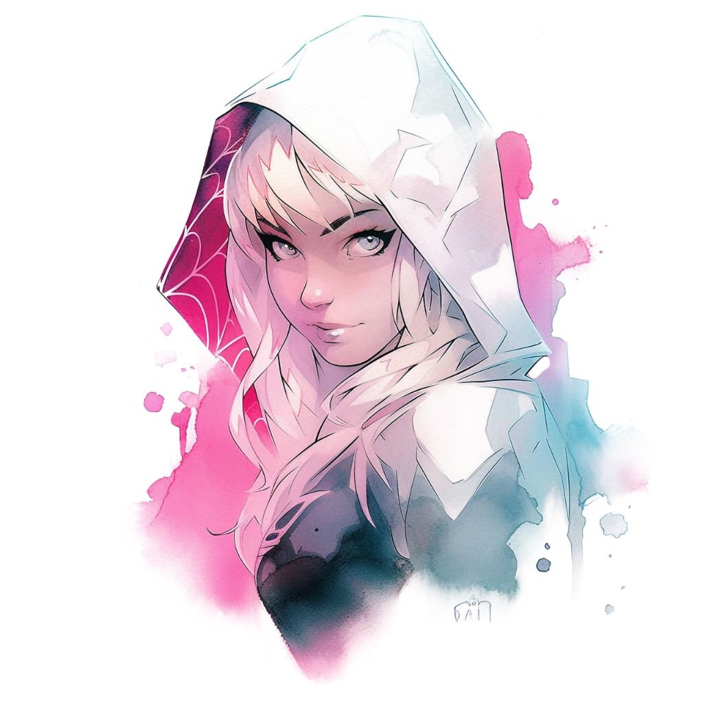 4 Spider Gwen Poster, Spider Gwen Watercolor Clipart, Spider Gwen ...