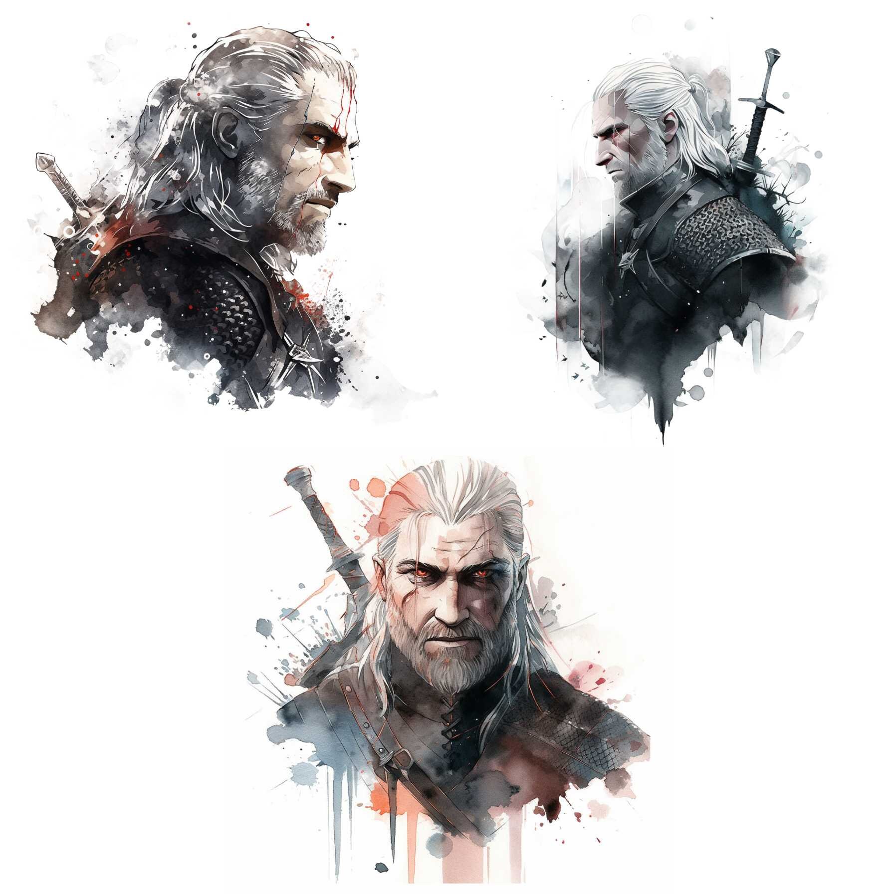 Witcher Geralt Poster, Geralt of Rivia Clipart, Geralt Clip Art ...
