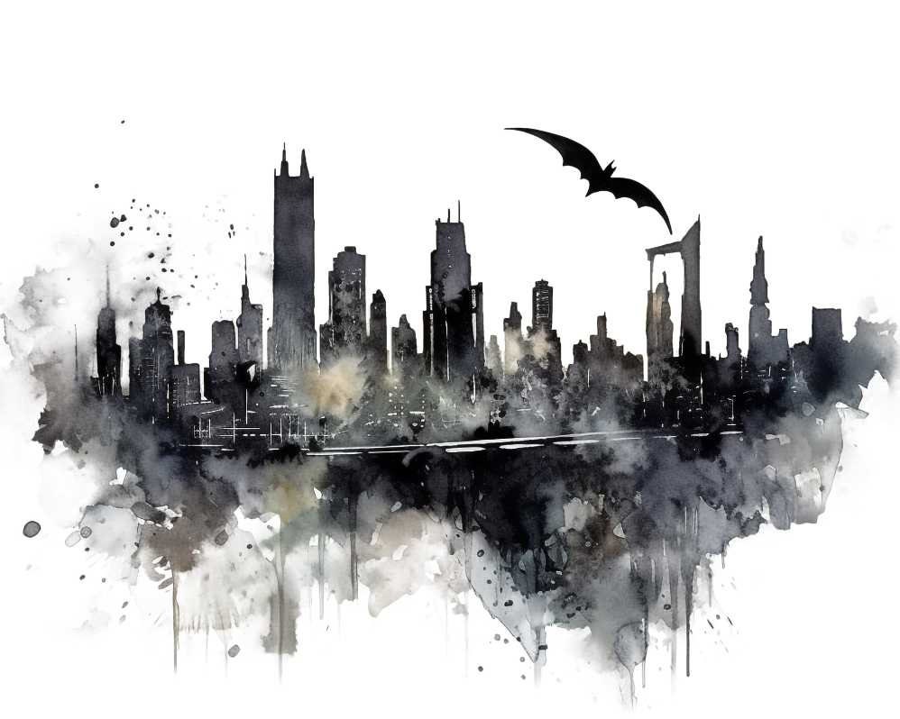 Set of 6 Transparent Background PNG, Gotham City Skyline Clip Art ...