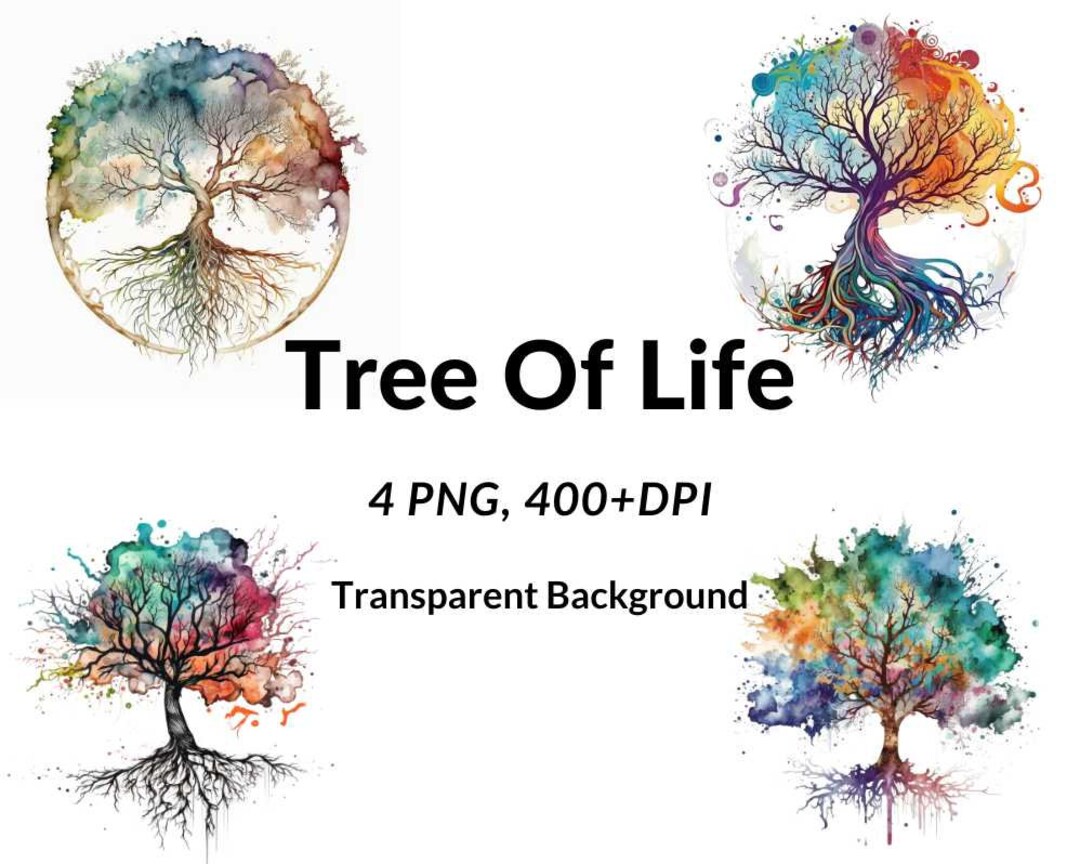 Set of 4 Transparent Background PNG, Tree of Life Clip Art Bundle ...