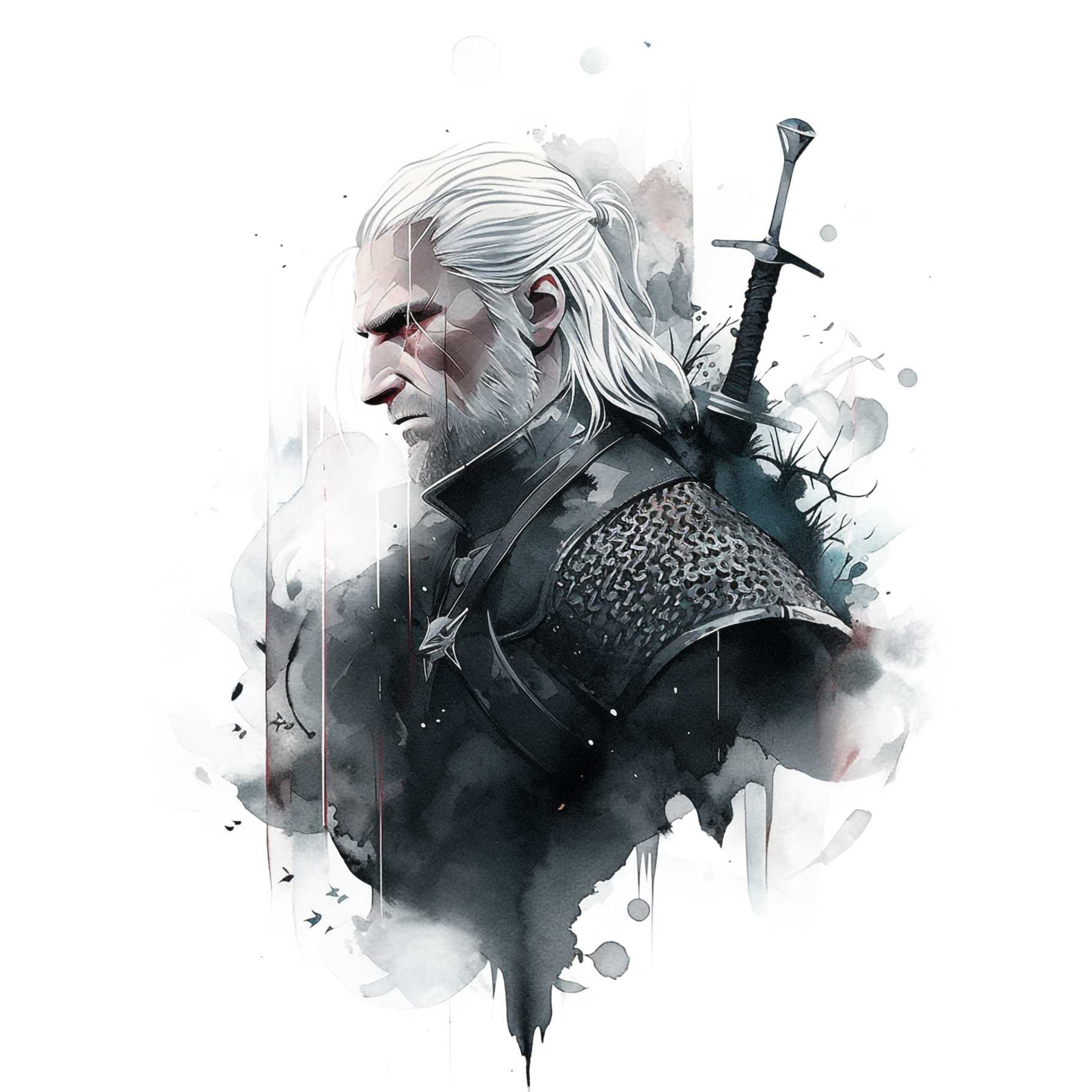 Witcher Geralt Poster, Geralt of Rivia Clipart, Geralt Clip Art ...