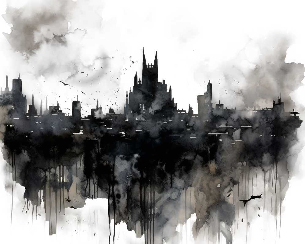Set of 6 Transparent Background PNG, Gotham City Skyline Clip Art ...