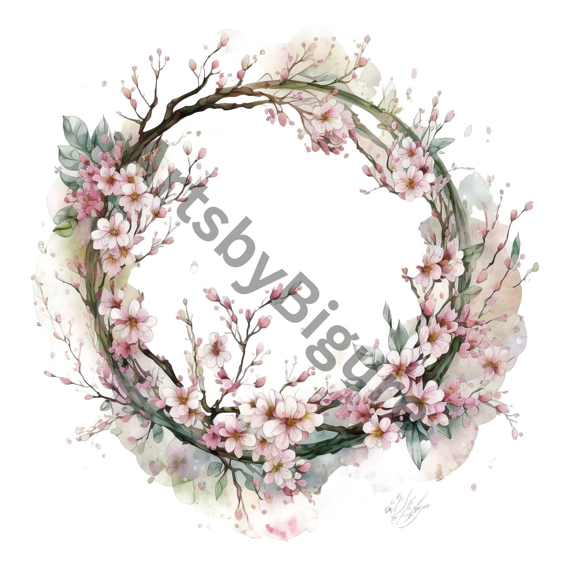 Cherry Blossom Watercolor Clipart Bundle Pink Spring Flower - Etsy