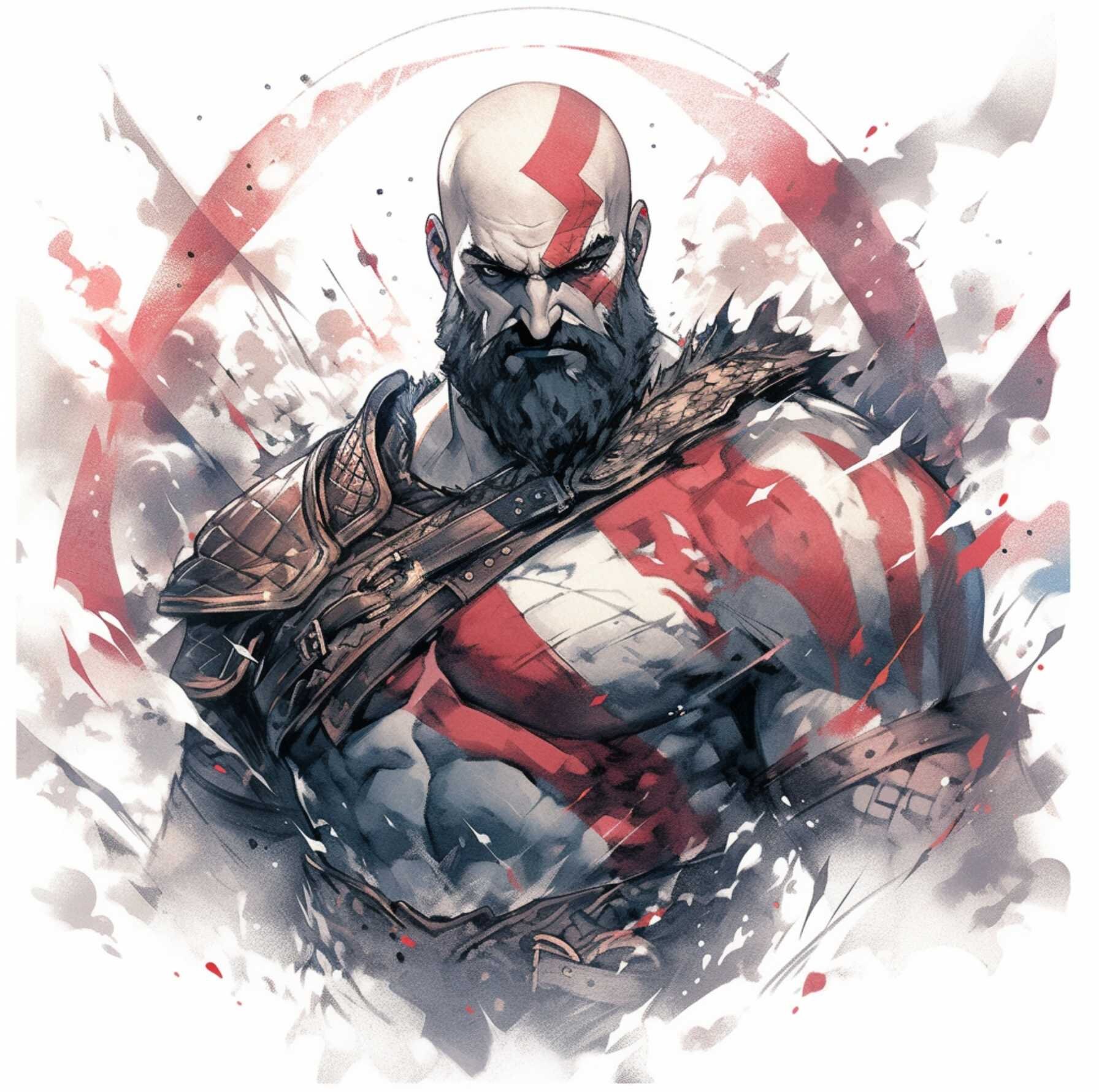 5 God of War Poster, Kratos Poster, Kratos Watercolor, Kratos Clipart ...