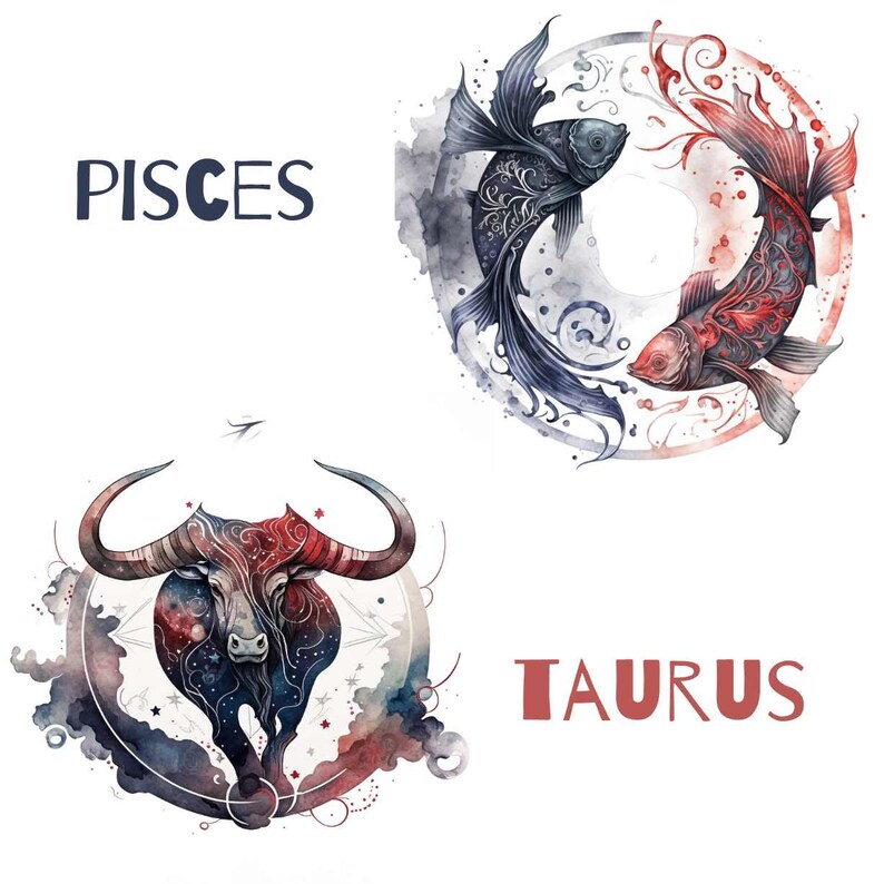 12 Zodiac Signs PNG Clipart Bundle, Horoscope Design, Star Design Sign ...