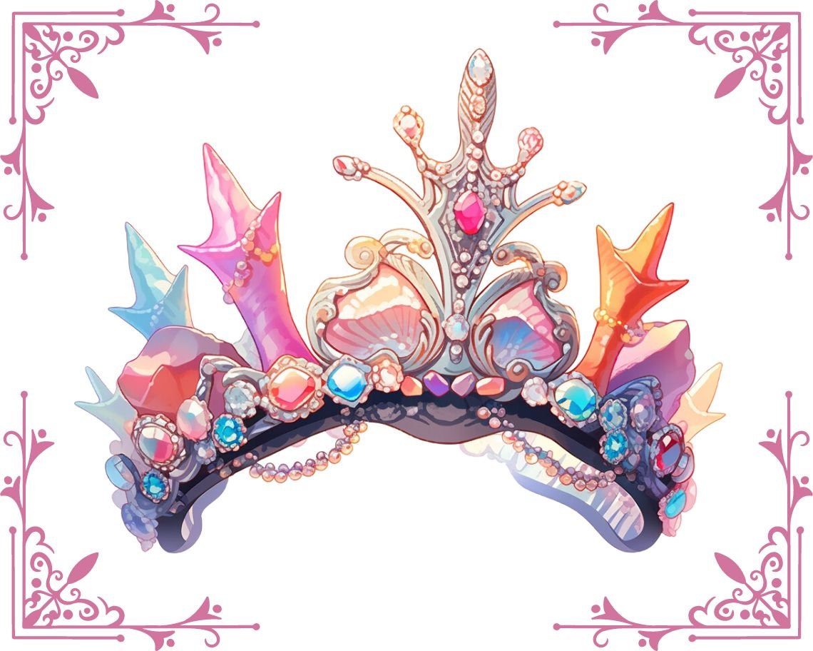 Mermaid Crown and Princess Crown Clipart, Mermaid Tiara, Ocean Themed ...