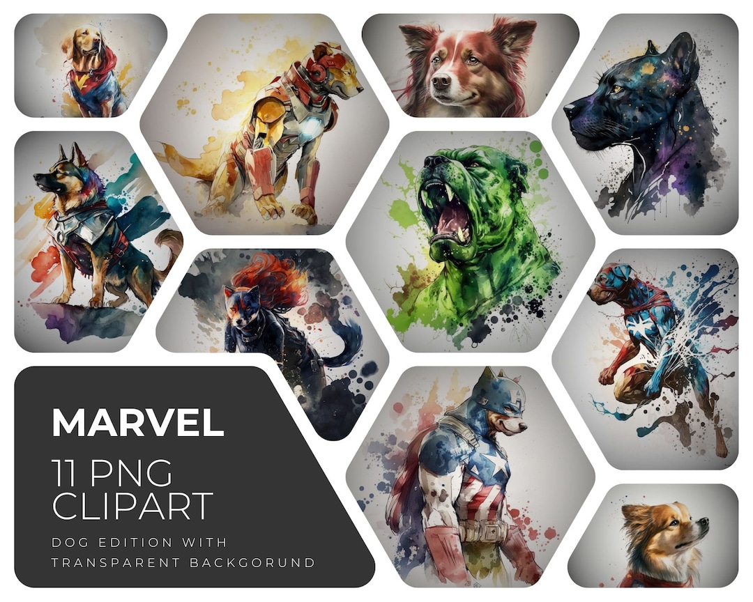 Avengers Dog Edition Clipart, Superhero Clipart, Spiderman Clipart ...