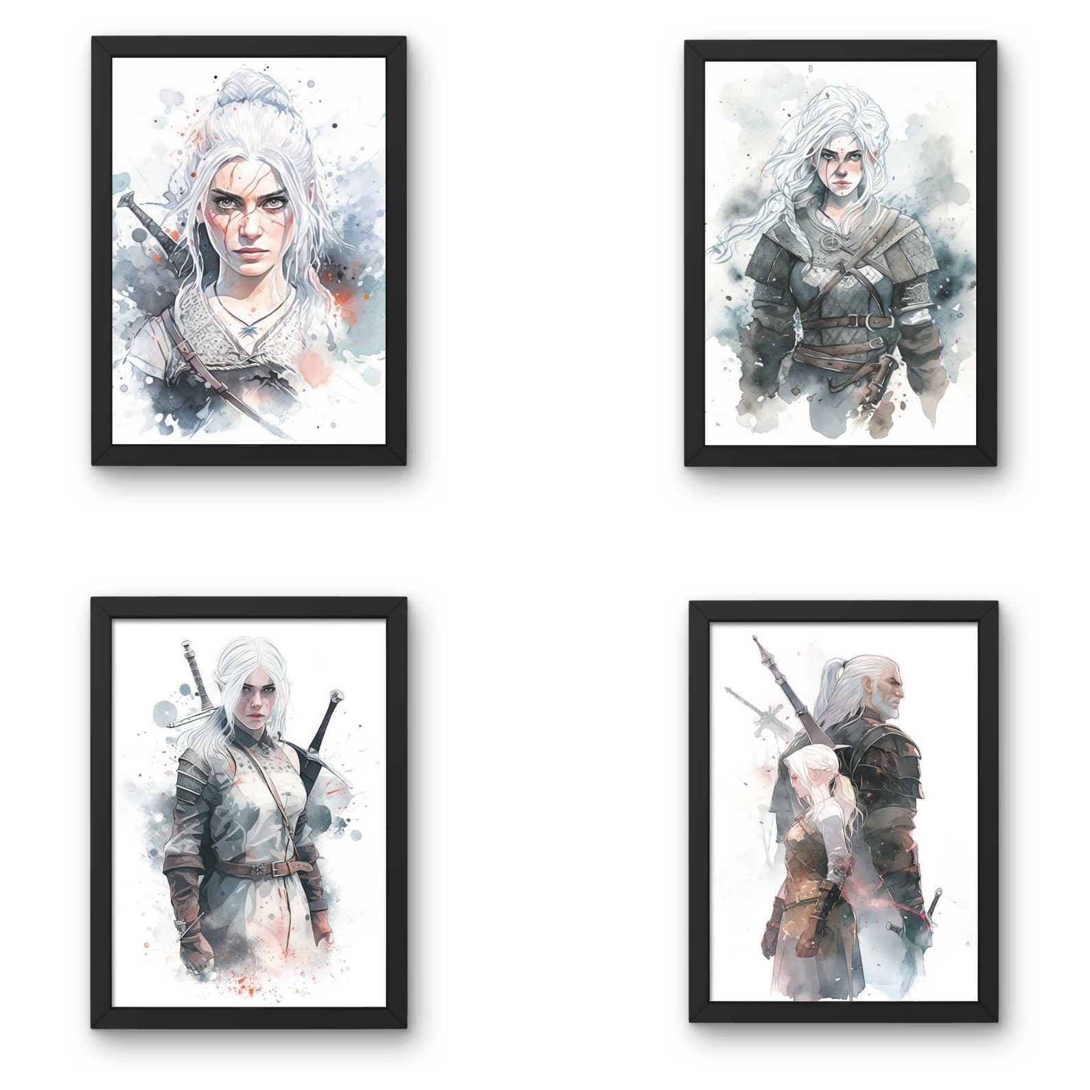 Witcher Ciri Poster, Geralt of Rivia Clipart, Geralt Clip Art, Witcher ...
