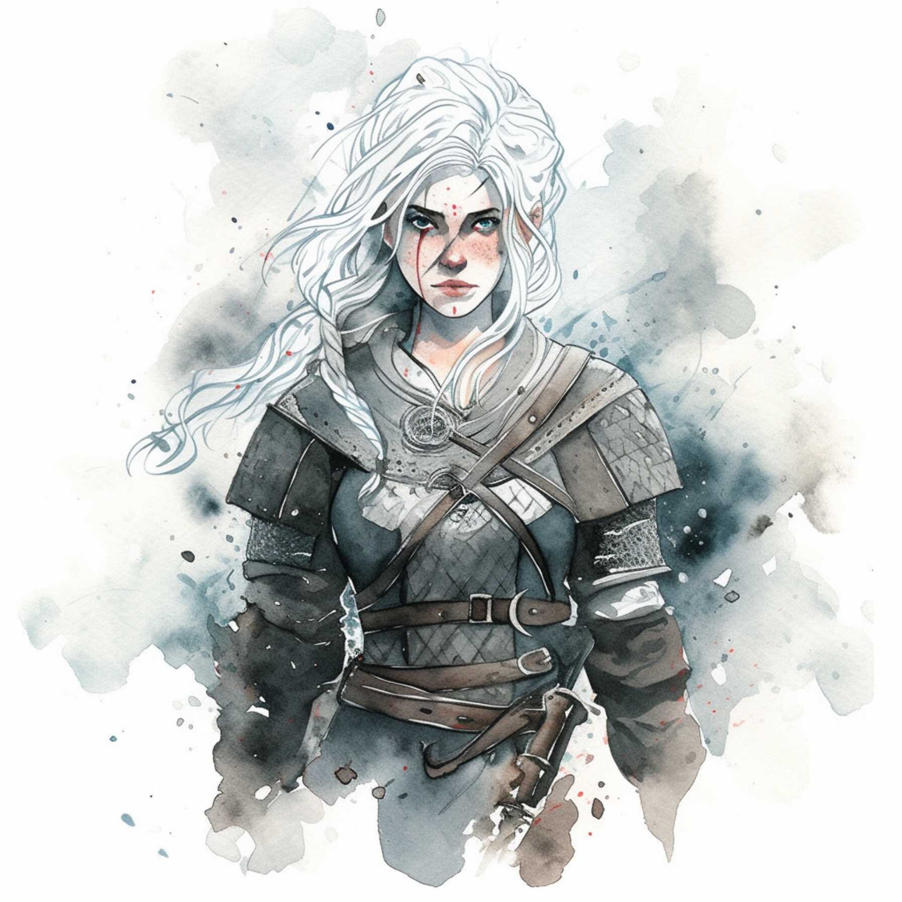 Witcher Ciri Poster, Geralt of Rivia Clipart, Geralt Clip Art, Witcher ...