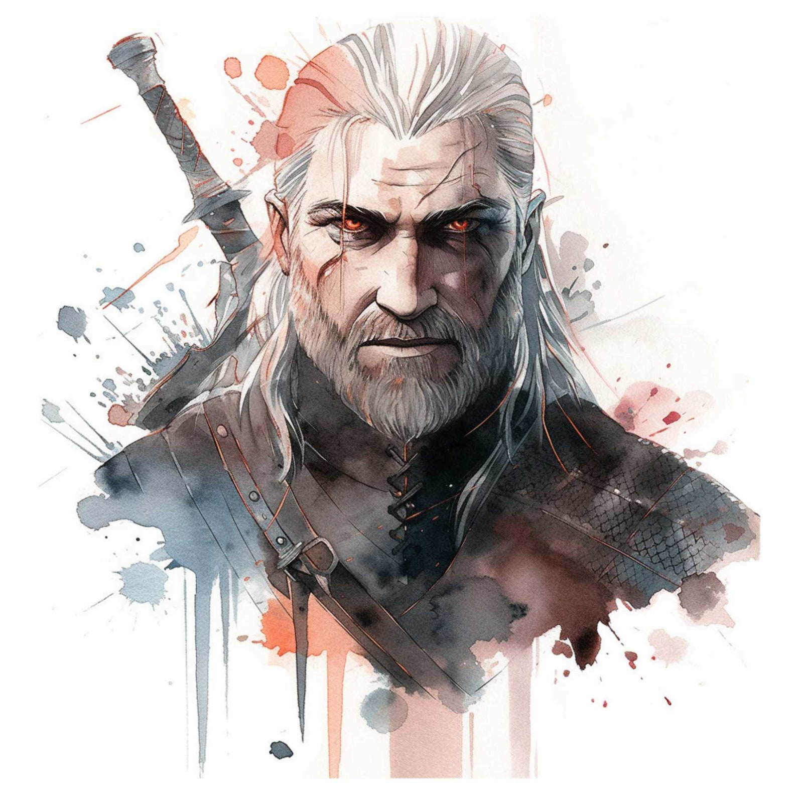 Witcher Geralt Poster, Geralt of Rivia Clipart, Geralt Clip Art ...