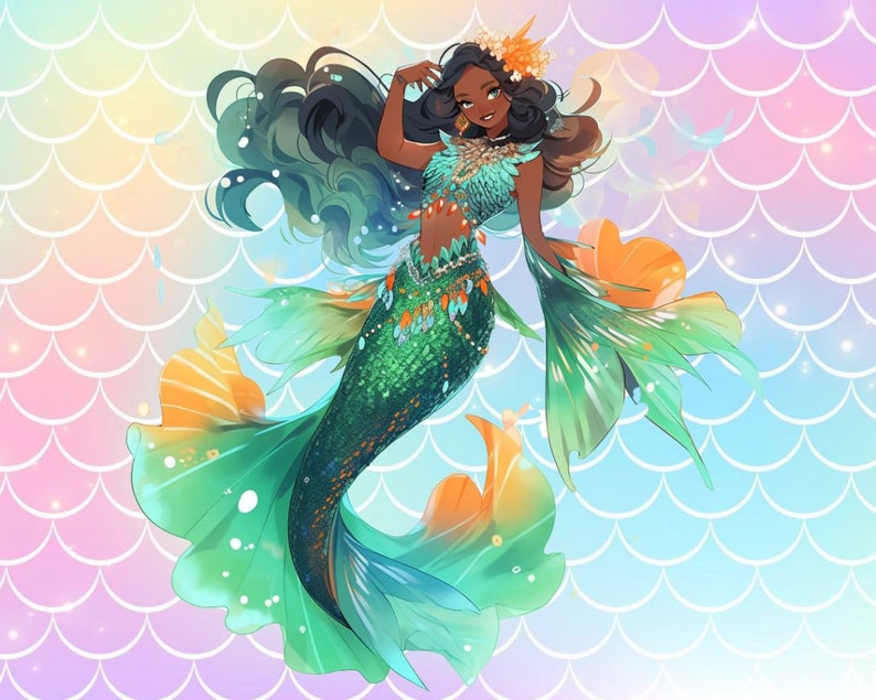 Mermaid Clipart, Cute Mermaid Clip Art, Turquoise Mermaid Watercolor ...