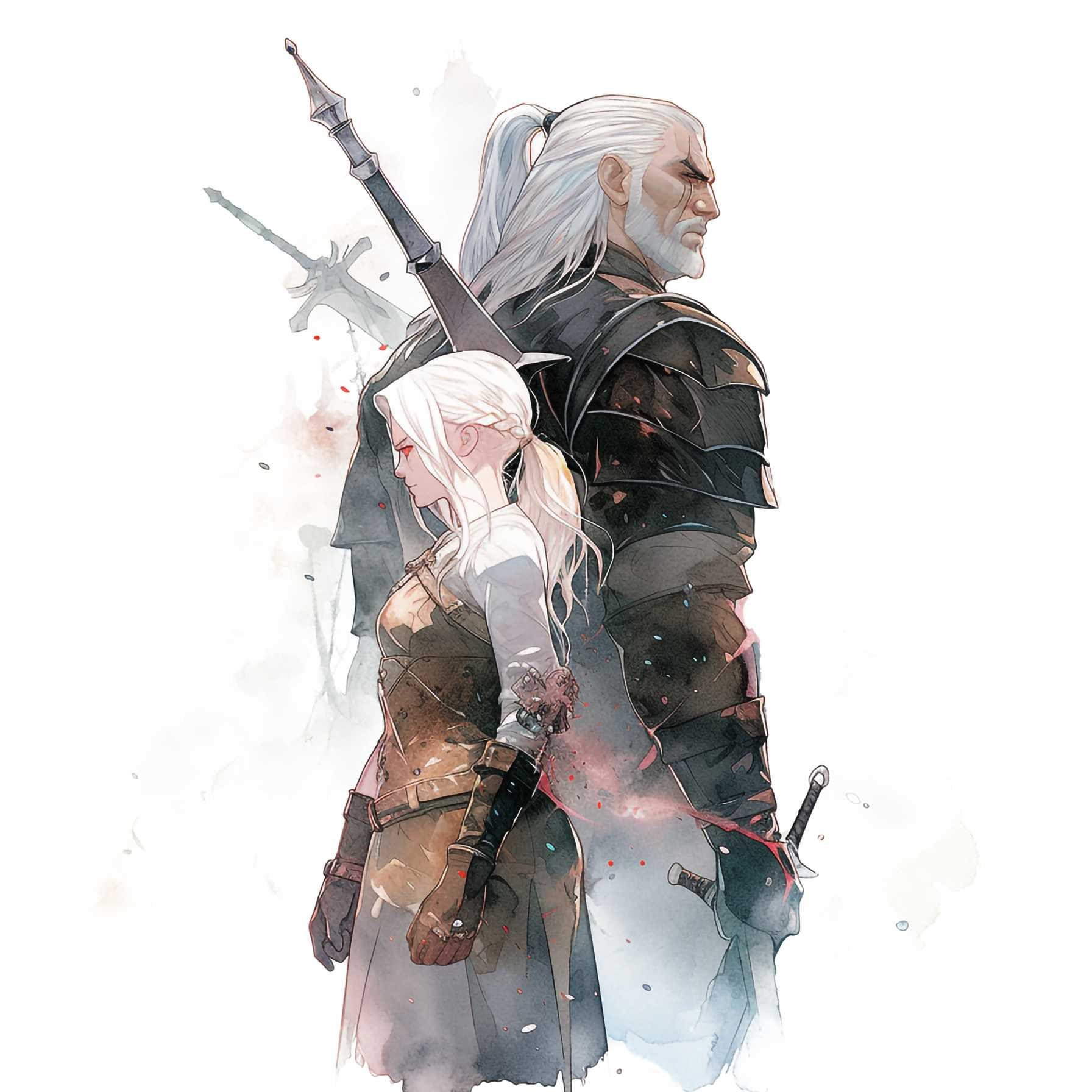 Witcher Ciri Poster, Geralt of Rivia Clipart, Geralt Clip Art, Witcher ...