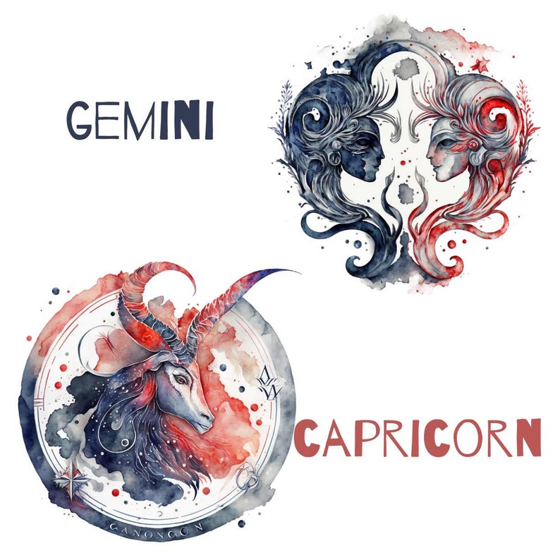 12 Zodiac Signs PNG Clipart Bundle, Horoscope Design, Star Design Sign ...