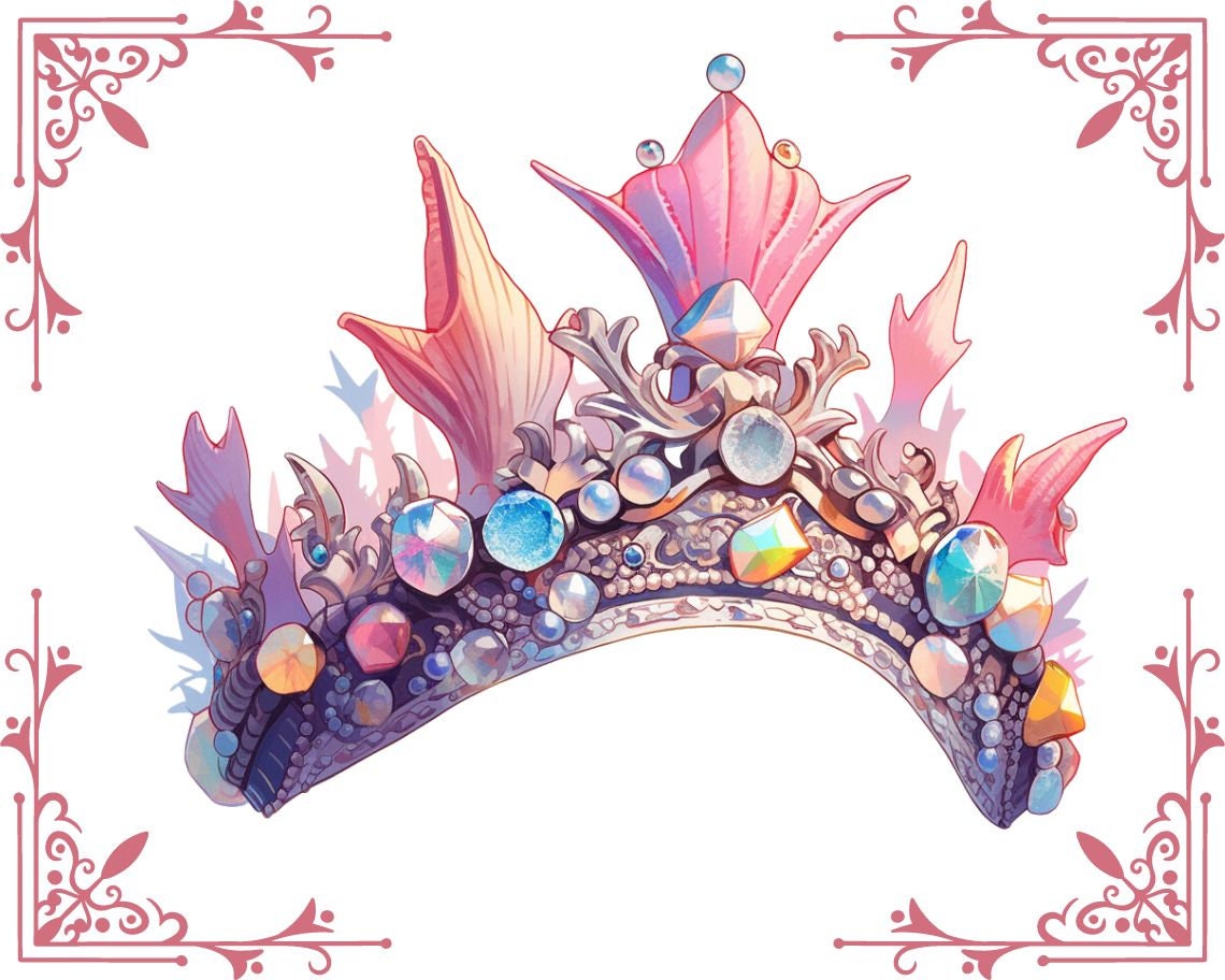 Mermaid Crown and Princess Crown Clipart, Mermaid Tiara, Ocean Themed ...