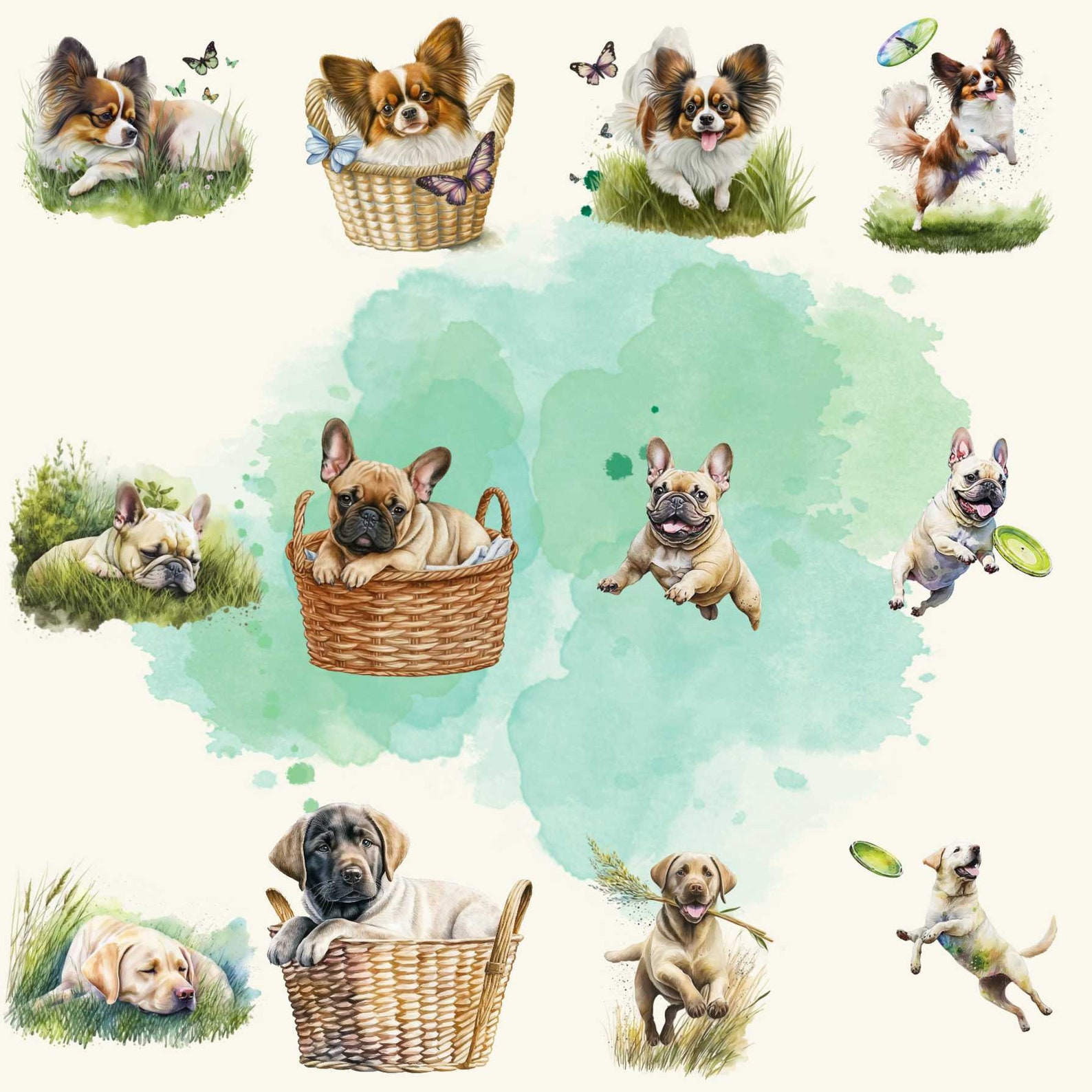 Dogs Breeds Watercolor Clipart 30 PNG Bundle Labrador - Etsy