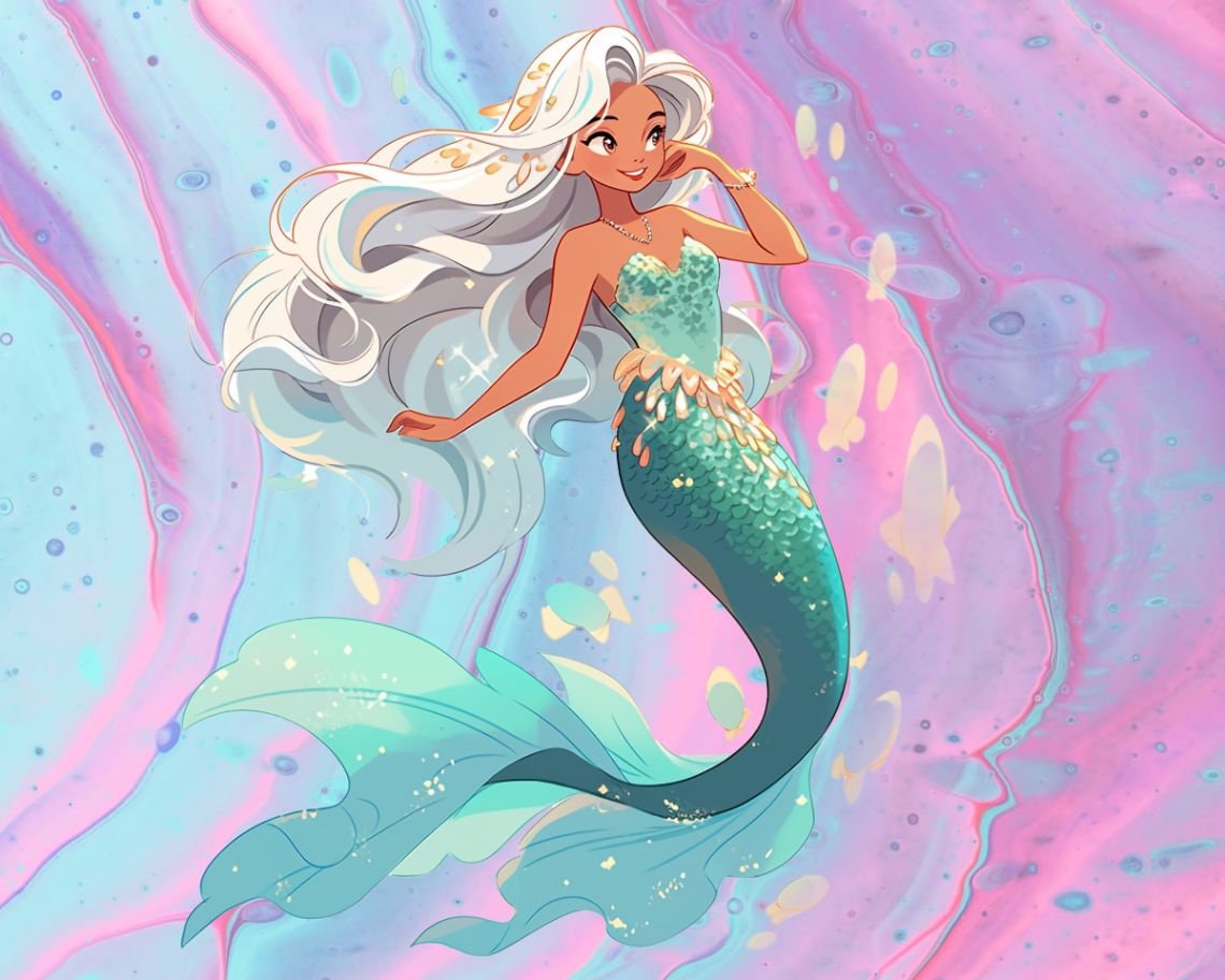 Mermaid Clipart, Cute Mermaid Clip Art, Turquoise Mermaid Watercolor ...