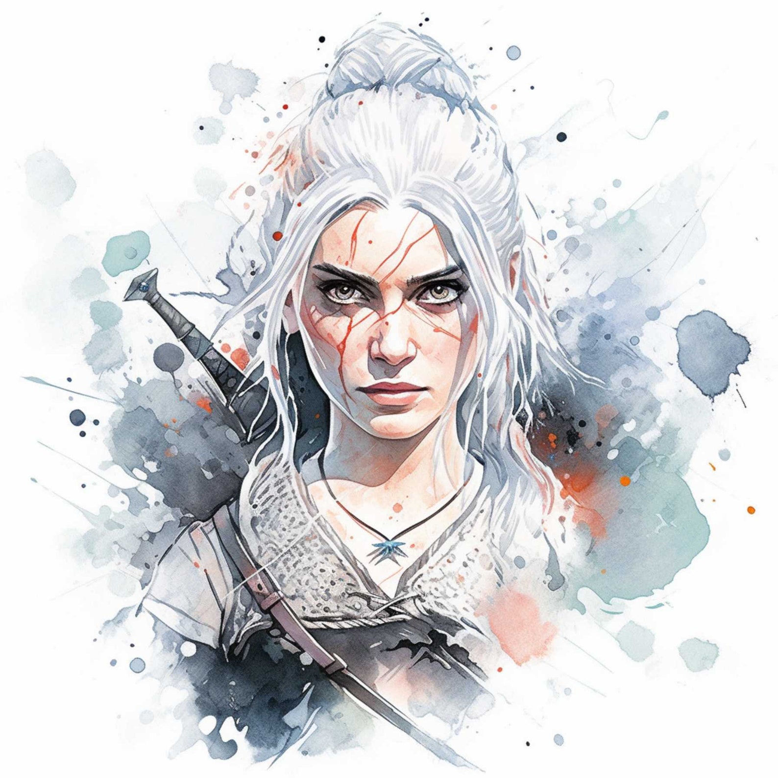 Witcher Ciri Poster, Geralt of Rivia Clipart, Geralt Clip Art, Witcher ...