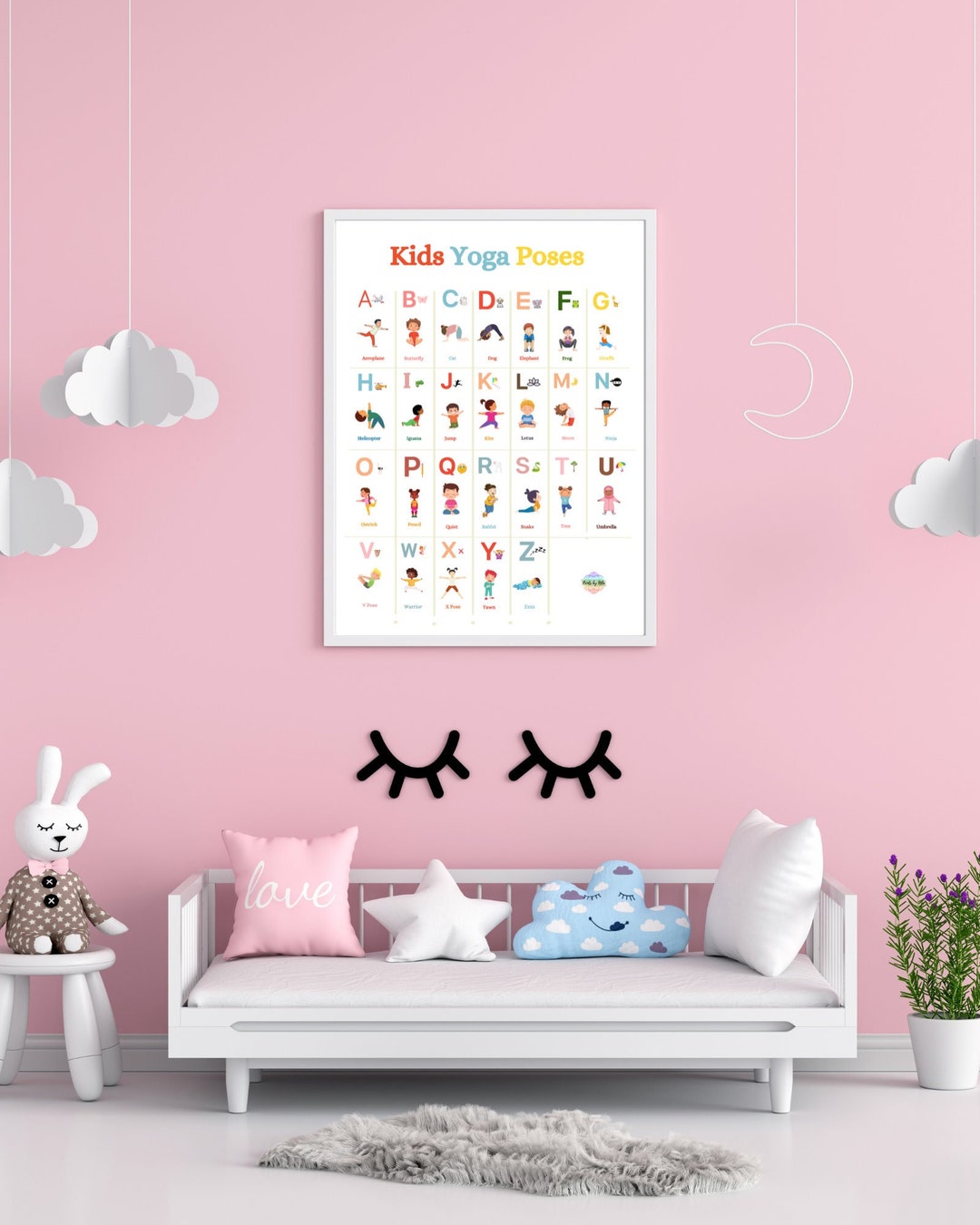 Kids Yoga Illustration, Printable Classroom Decor | ABC Yoga Poses ...