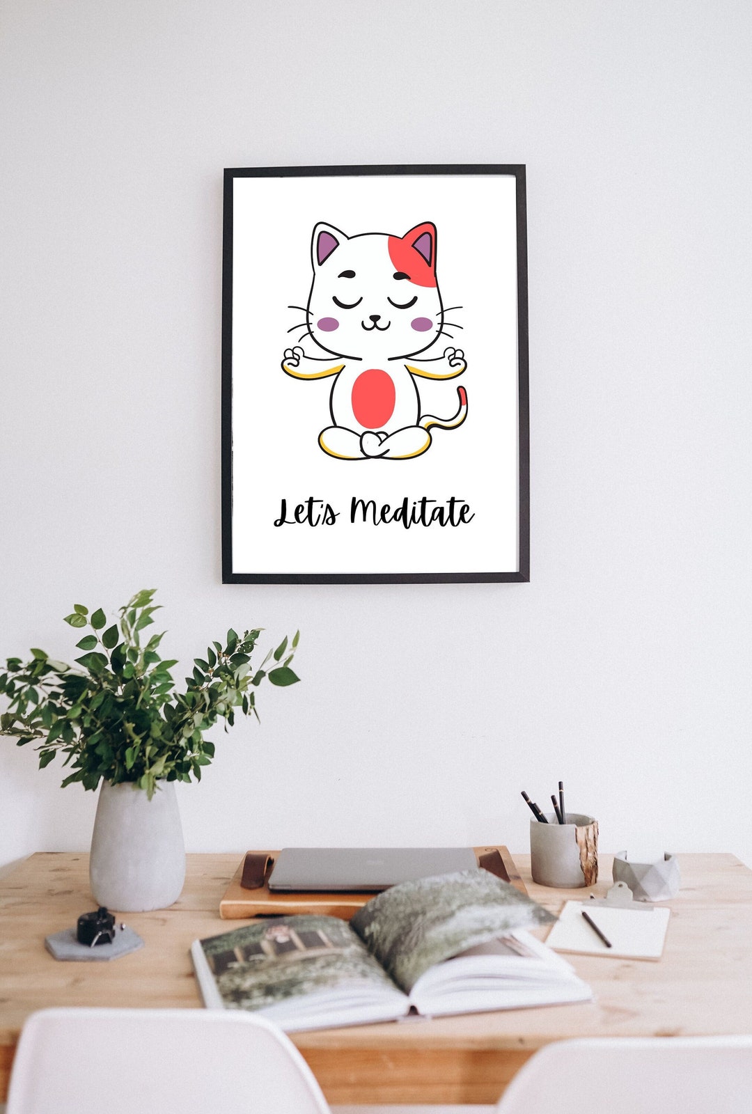 Zen Cat Printable Wall Art, Cute Cat Meditation Poster, Cat Yoga Pose ...