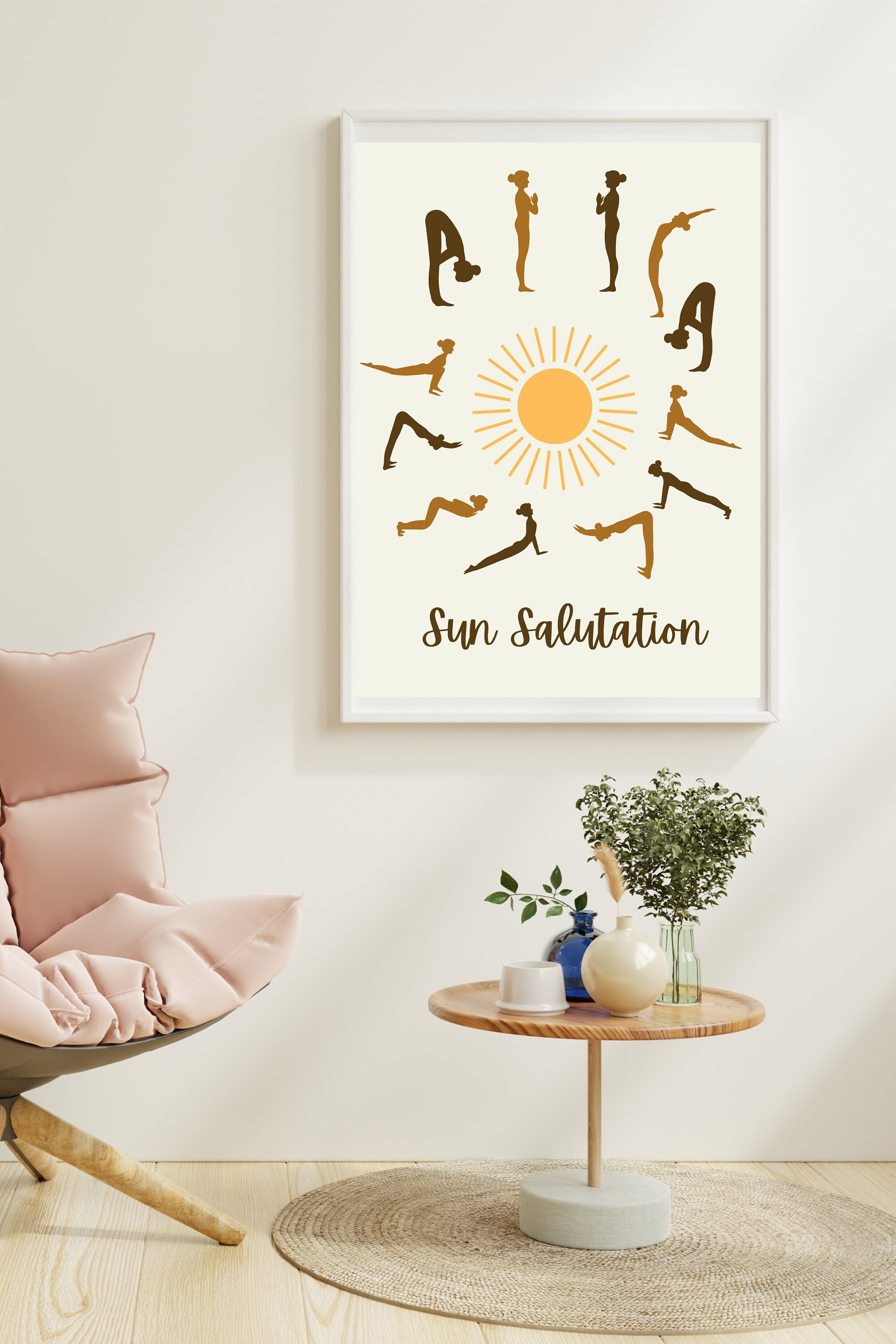 Yoga Poses Print Sun Salutation Poster Inhale Exhale Yoga - Etsy