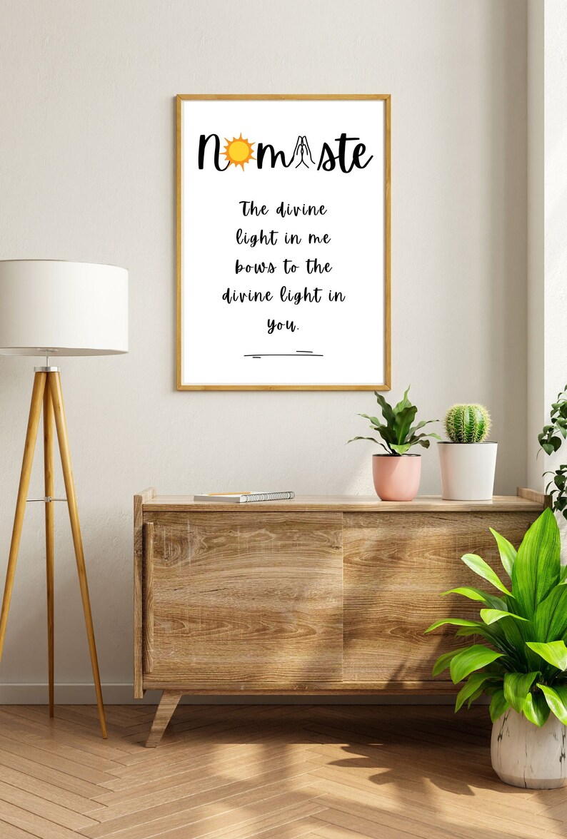 Namaste Sign Definition Poster, Entryway Welcome Sign, Yoga Studio Wall ...