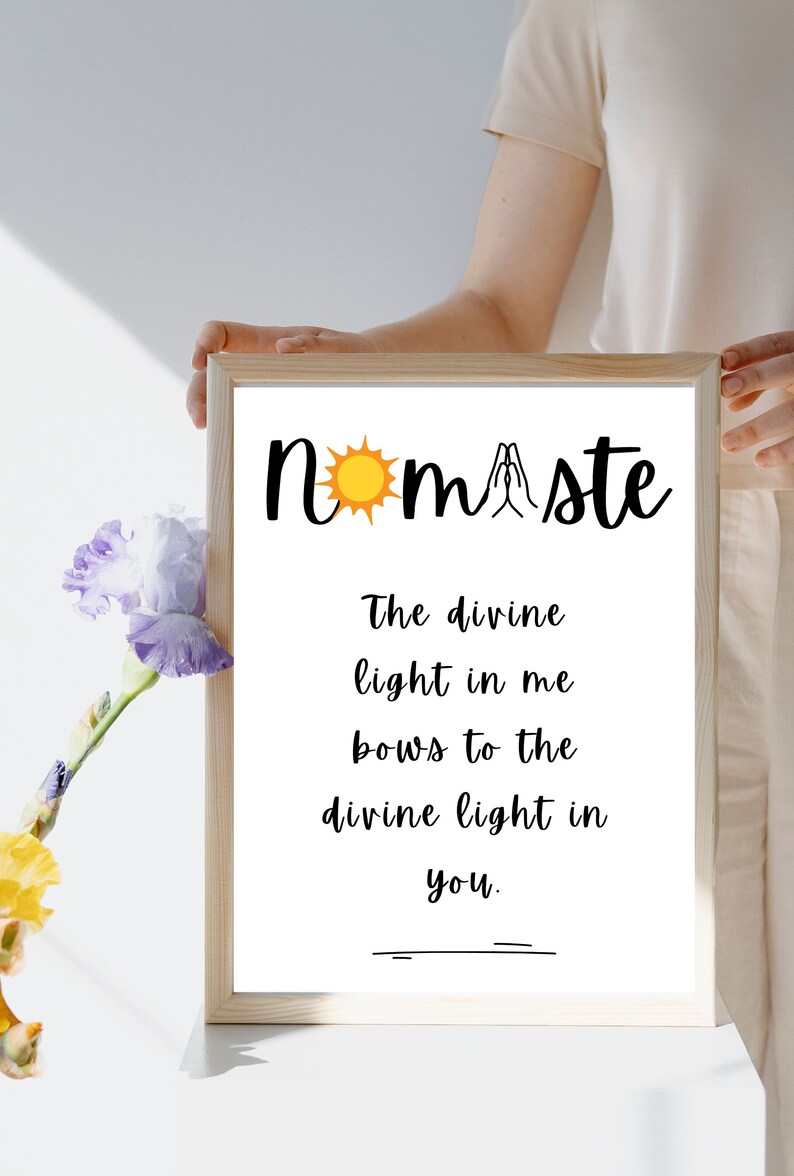 Namaste Sign Definition Poster, Entryway Welcome Sign, Yoga Studio Wall ...