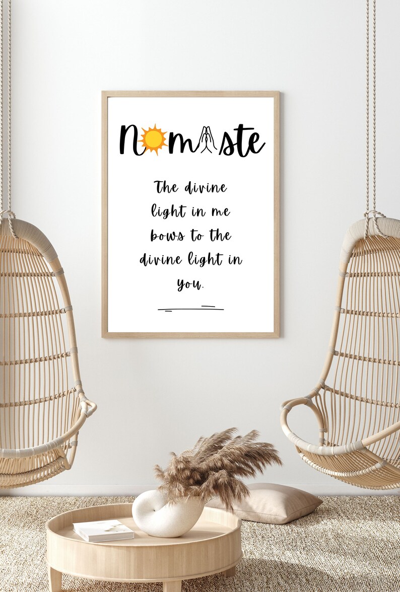 Namaste Sign Definition Poster, Entryway Welcome Sign, Yoga Studio Wall ...