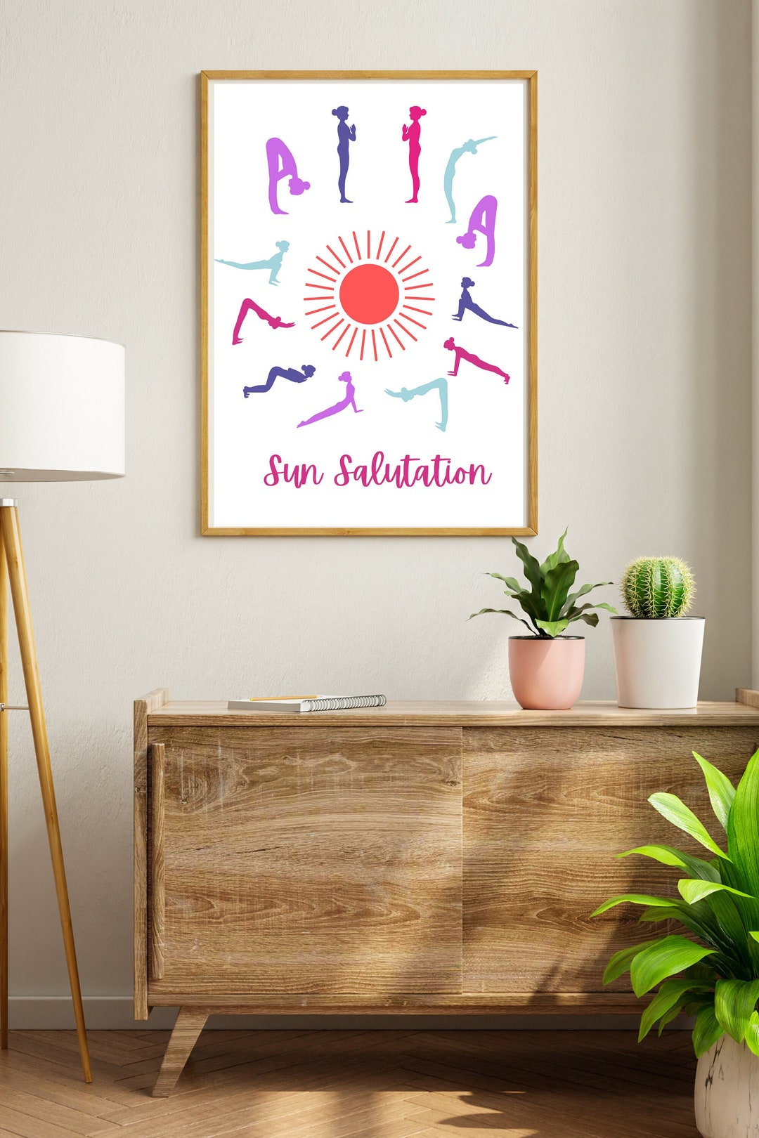 Sun Salutation Yoga Poster, Surya Namaskar Print, 12 Poses Wall Art ...