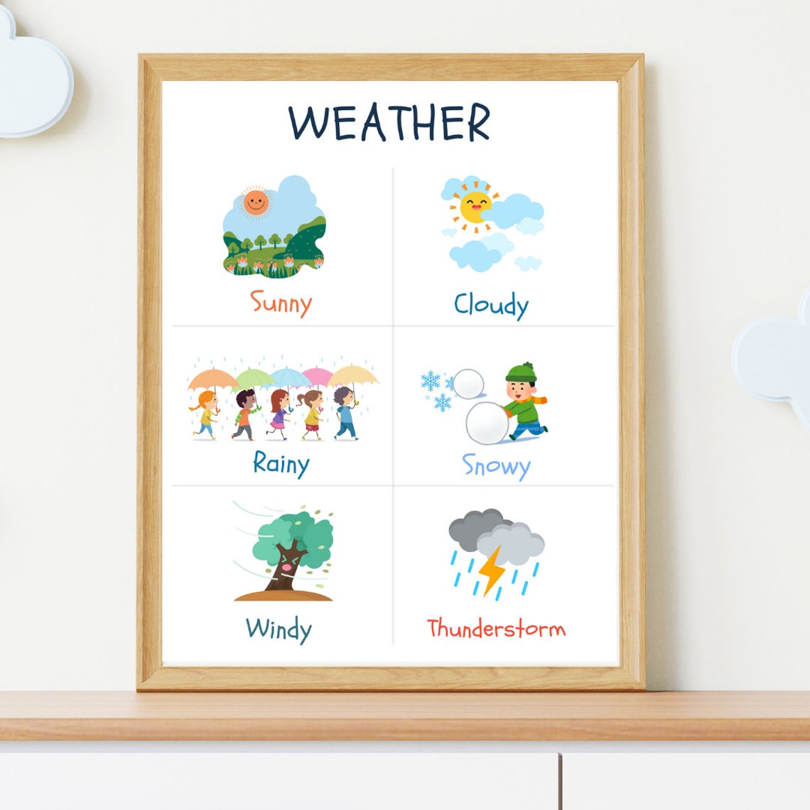 4 Seasons & Weather Educational Prints for Kindergarten, Instant ...