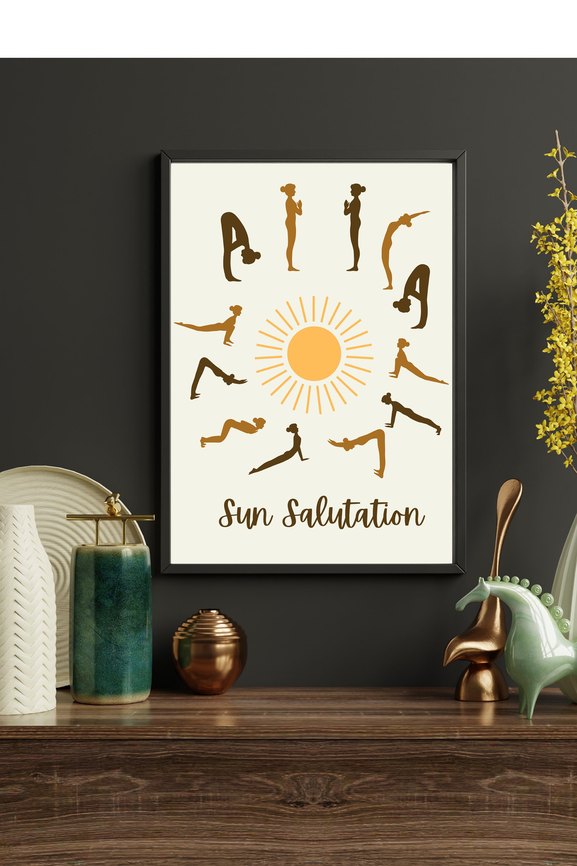 Yoga Poses Print Sun Salutation Poster Inhale Exhale Yoga - Etsy