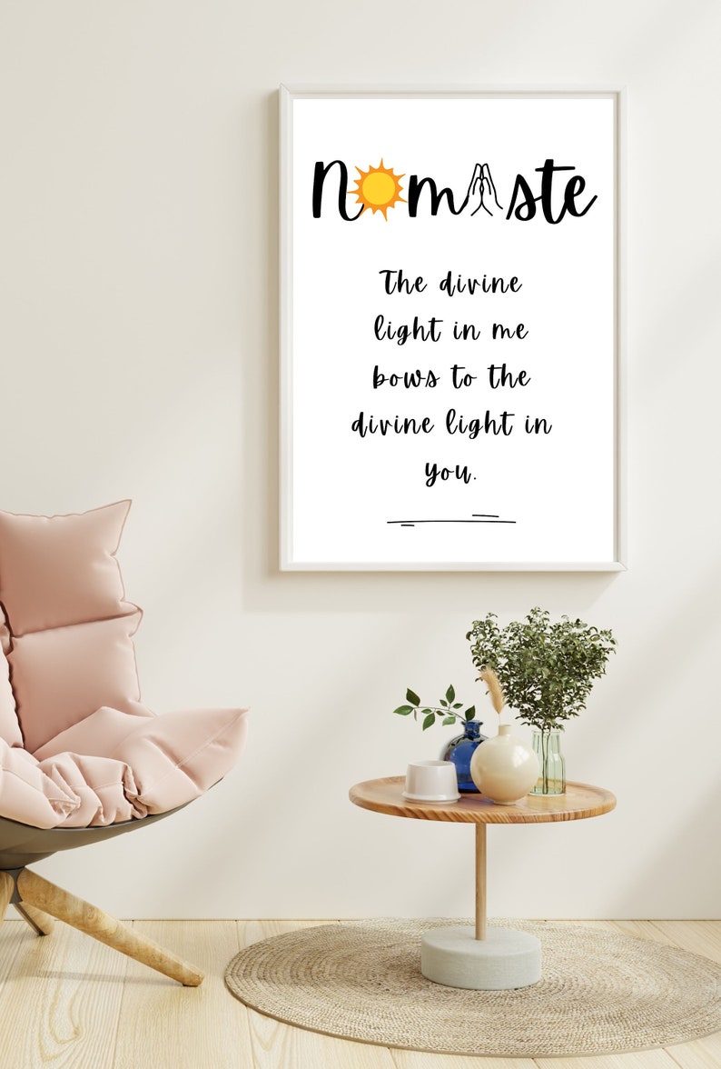 Namaste Sign Definition Poster, Entryway Welcome Sign, Yoga Studio Wall ...