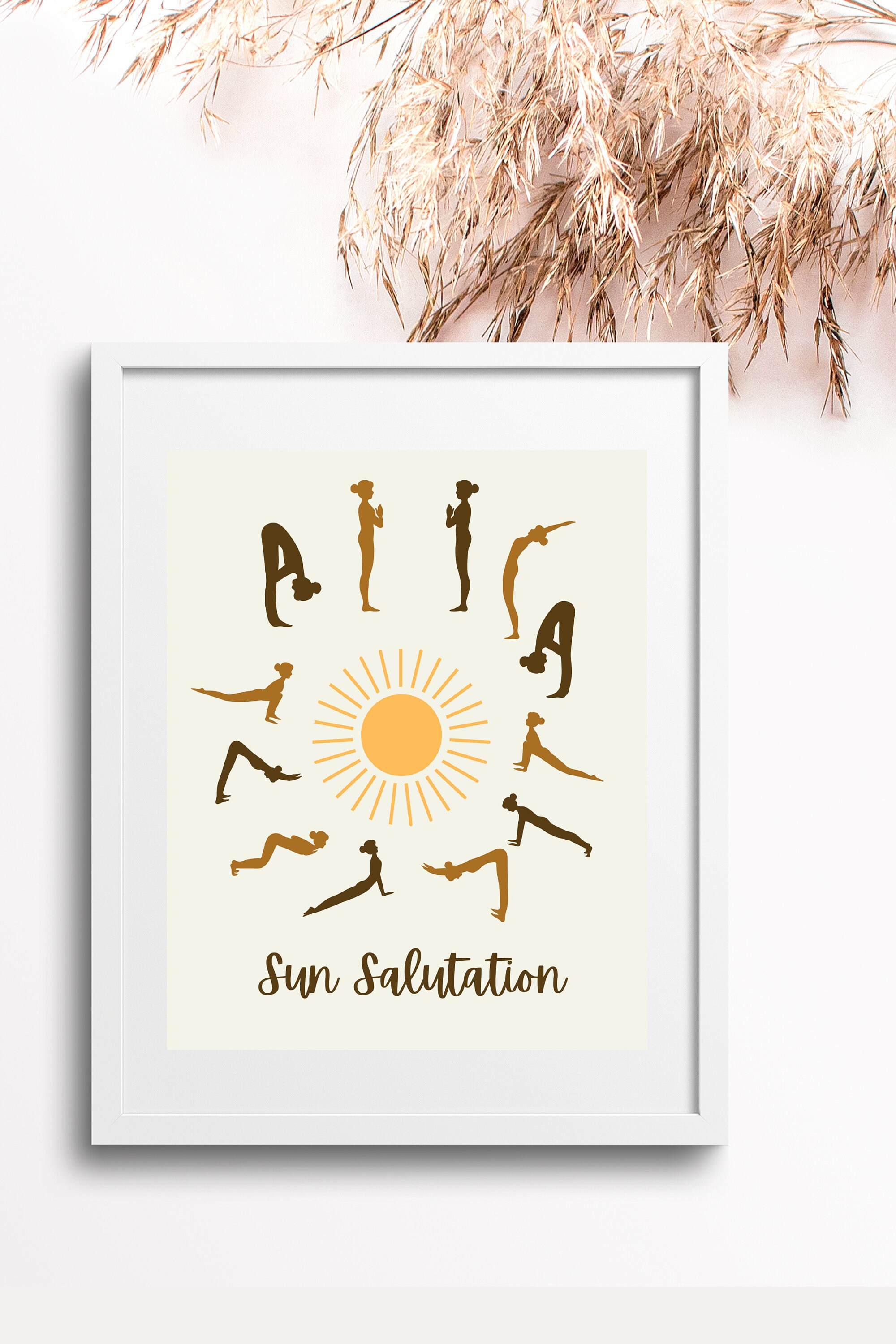 Yoga Poses Print, Sun Salutation Poster, Inhale Exhale Yoga Wall Art ...