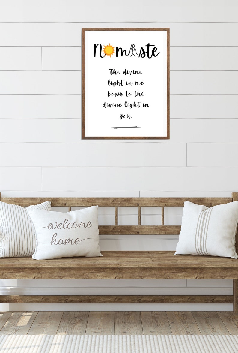 Namaste Sign Definition Poster, Entryway Welcome Sign, Yoga Studio Wall ...