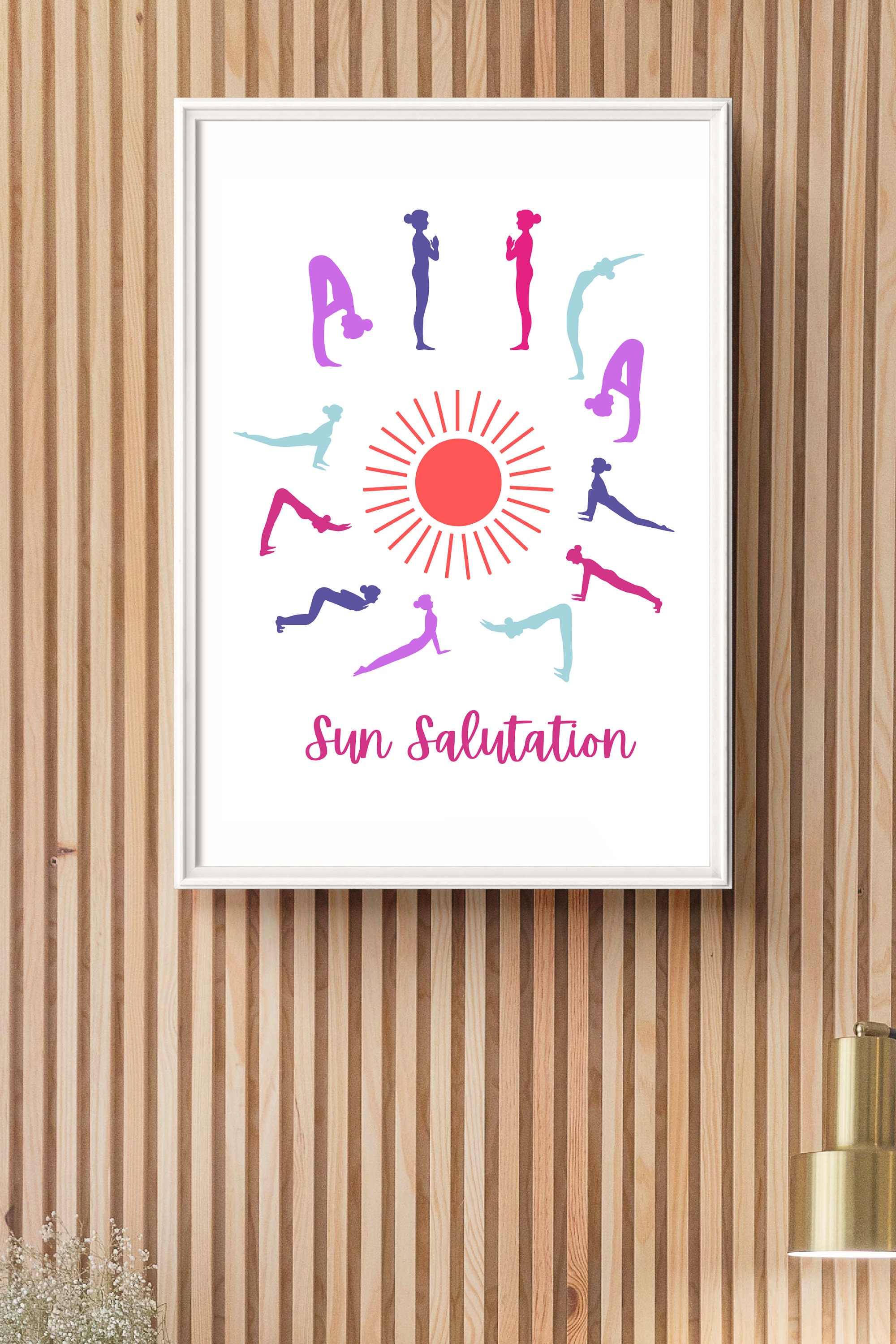 Sun Salutation Yoga Poster, Surya Namaskar Print, 12 Poses Wall Art ...