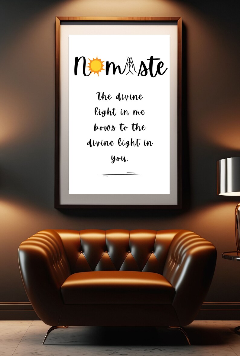 Namaste Sign Definition Poster, Entryway Welcome Sign, Yoga Studio Wall ...